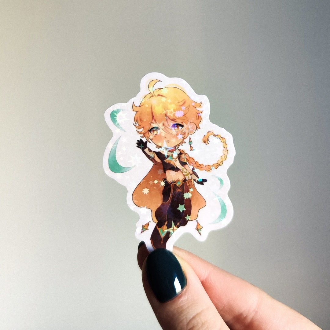 Aether/traveller Genshin Impact Vinyl Holographic Sticker - Etsy