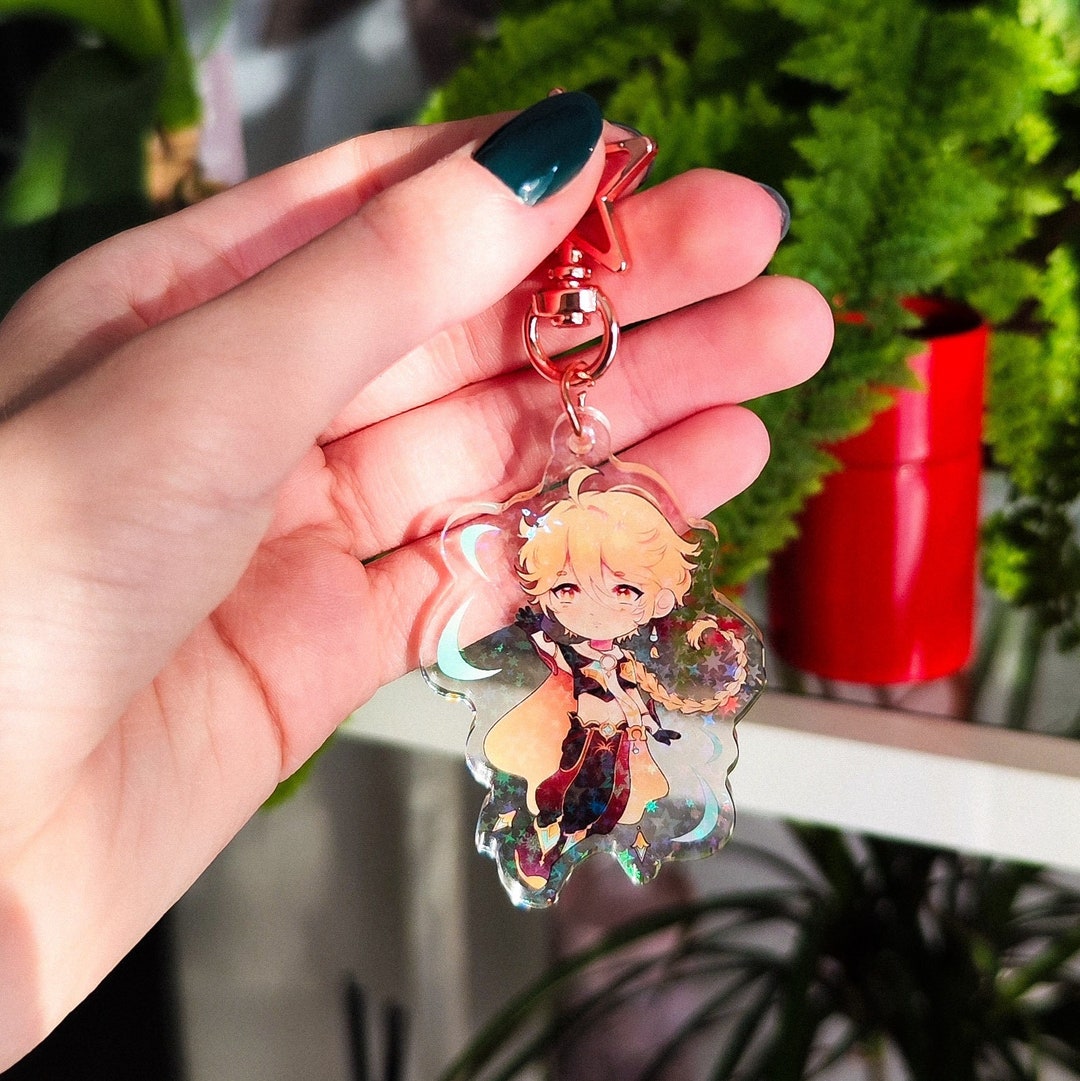 Aether/traveller Genshin Impact Acrylic Keychain - Chibi Anime Style ...
