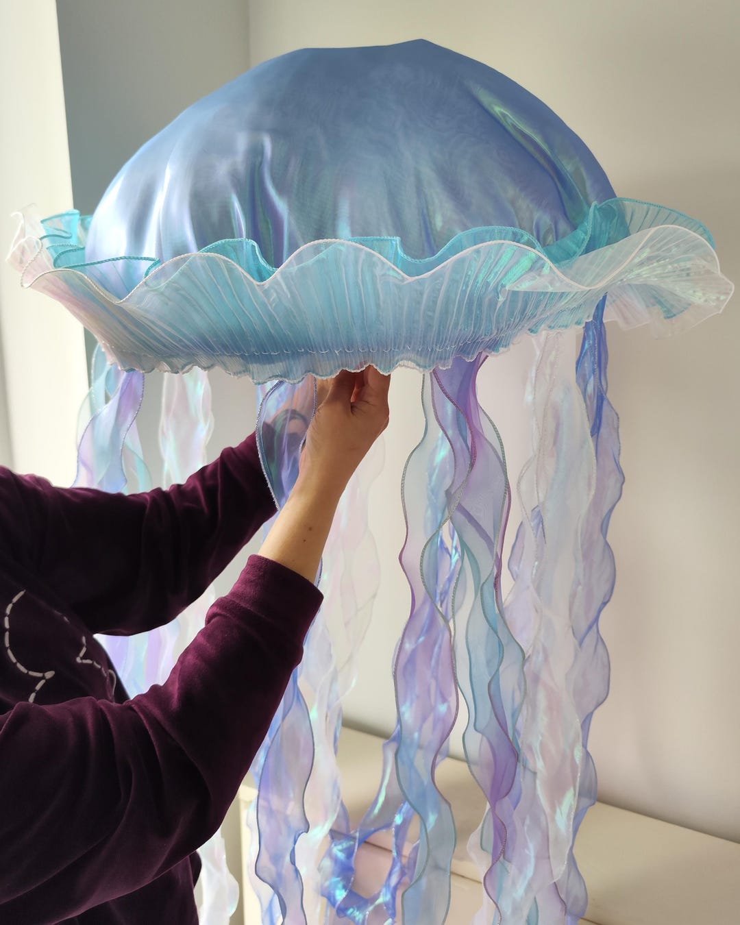 Blue Dreamy Holographic Jellyfish Hat, Festival Outfit, Costume ...