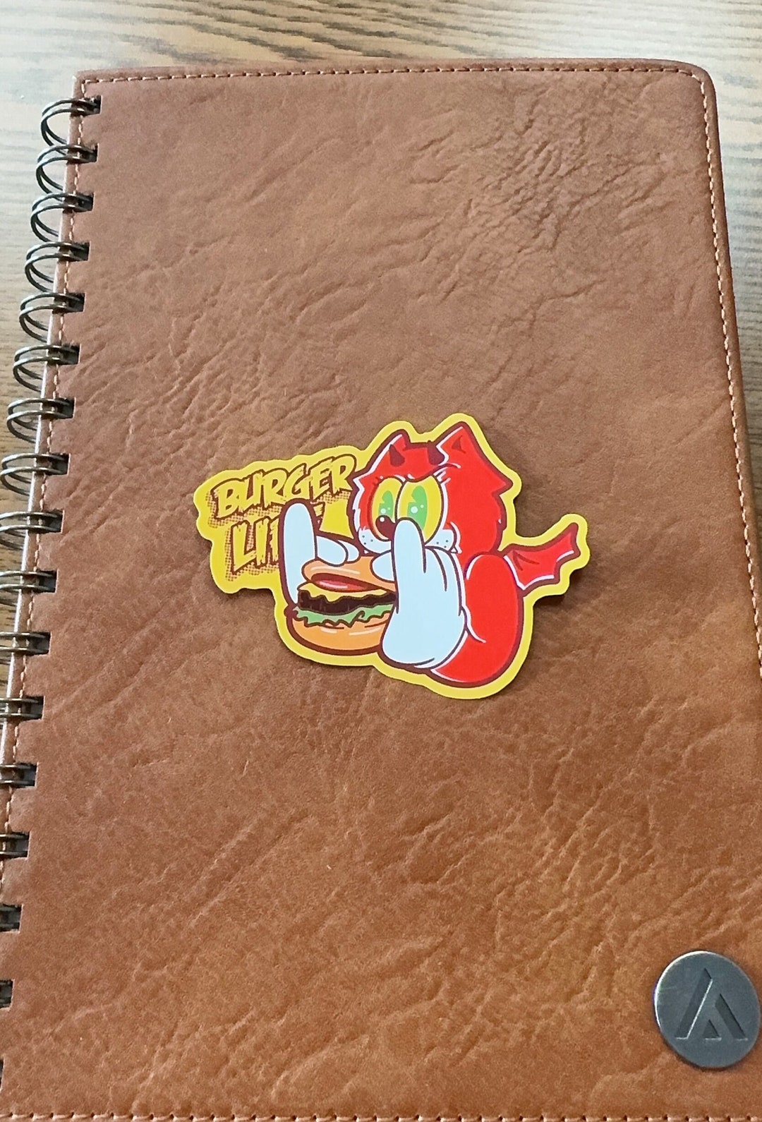 Pump Red Cat Eating Burger Sticker, Funny Sticker for Laptop, Water ...