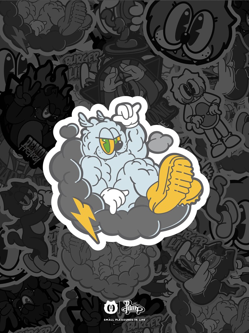 Pump Cat Big Head Sticker, Funny Sticker for Laptop, Water Bottle ...