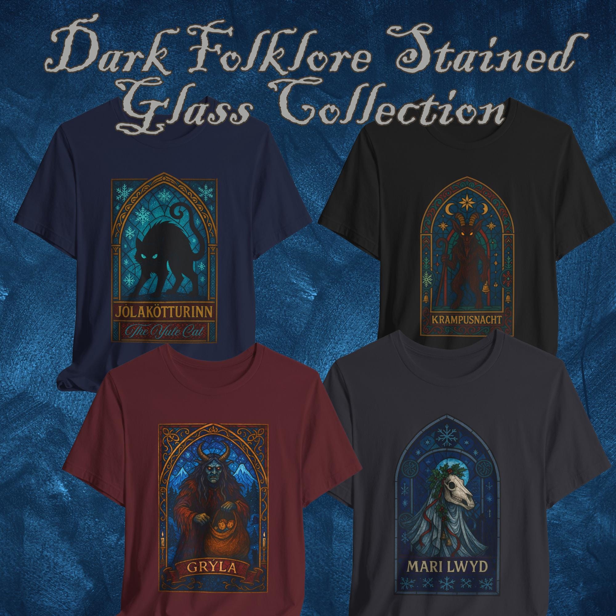Mari Lwyd Shirt | Spirit of the Winter Gate Stained Glass Design ...