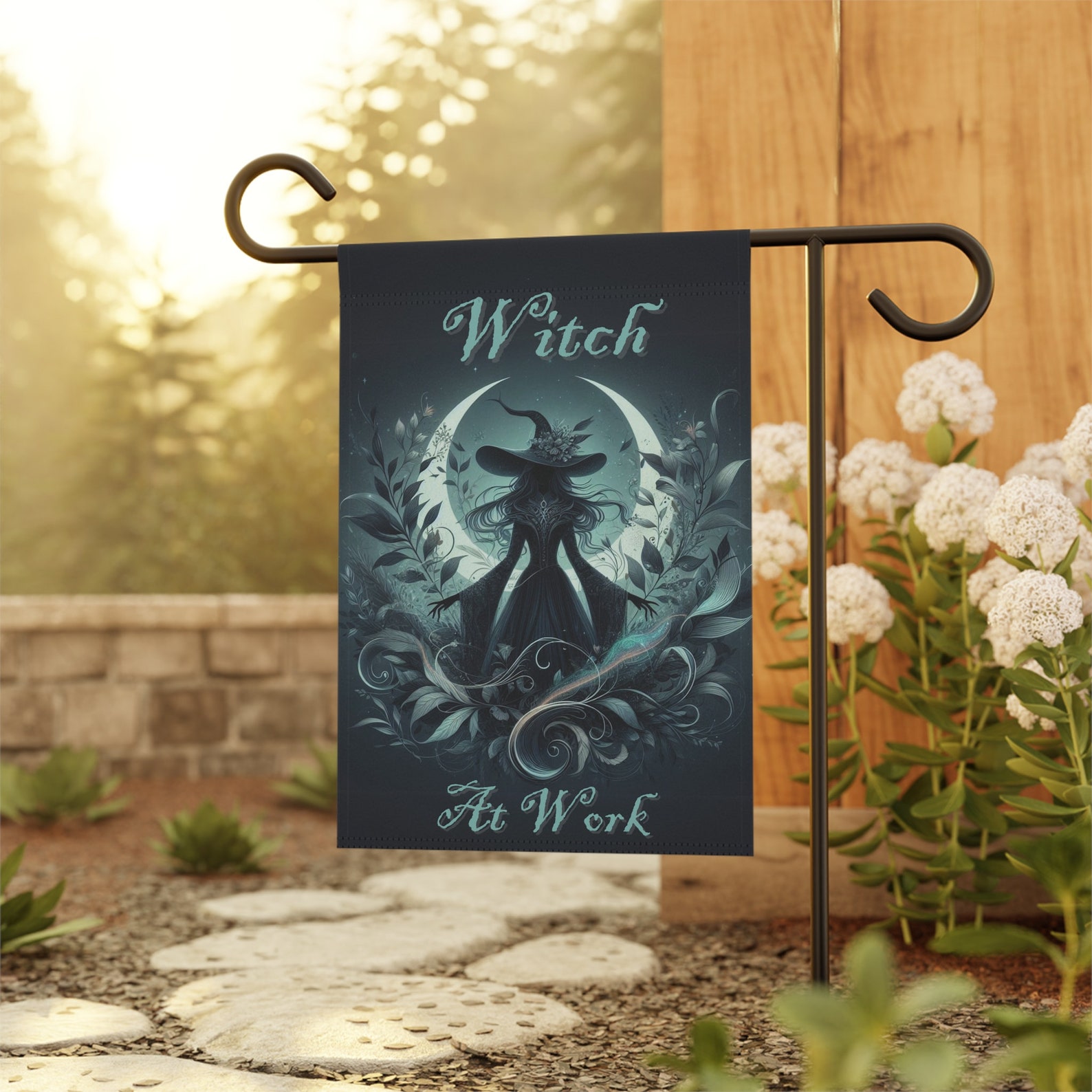Whimsigoth "witch at Work" Garden Flag | Enchanted Garden Decor ...