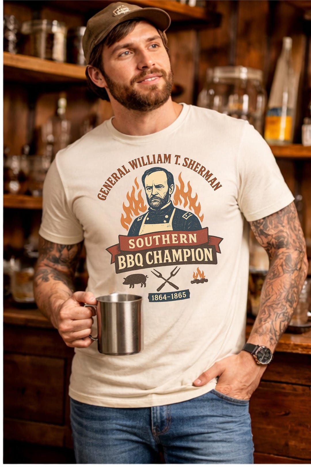 General William T. Sherman Southern BBQ Champion Shirt | Funny Civil ...