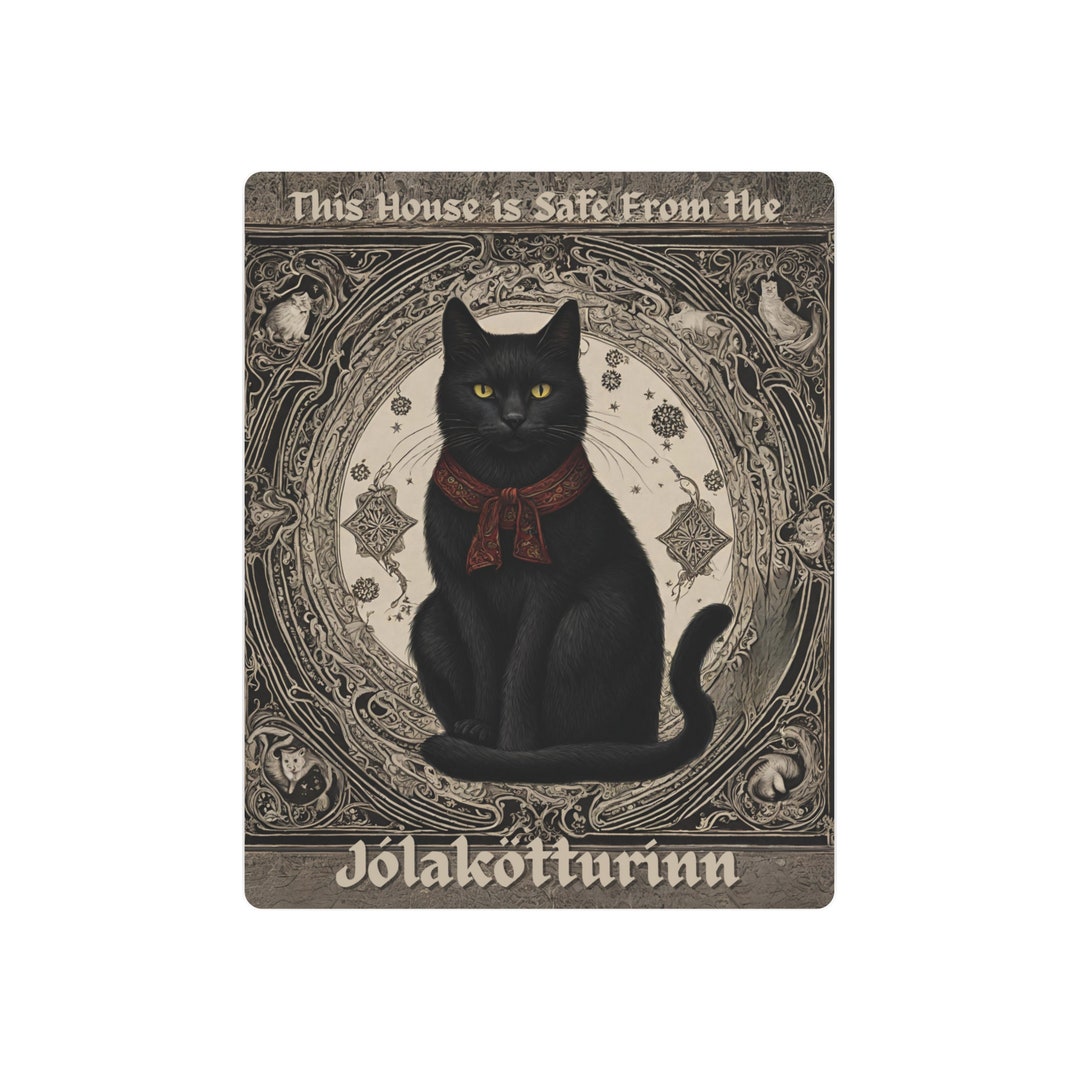 Yule Cat Sign, Black Cat Metal Sign, Cat Lover Gift Black Cat Lover ...