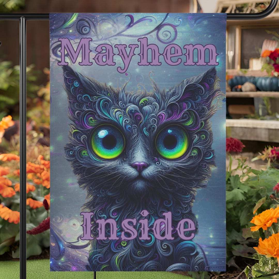 Whimsical Garden Banner, Cat Flag, Indoor/outdoor Decor, Funny Home ...