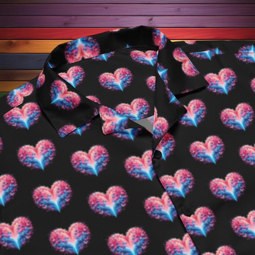Trans Pride Heart and Butterflies Button up Shirt Oversized | LGBTQ+ ...