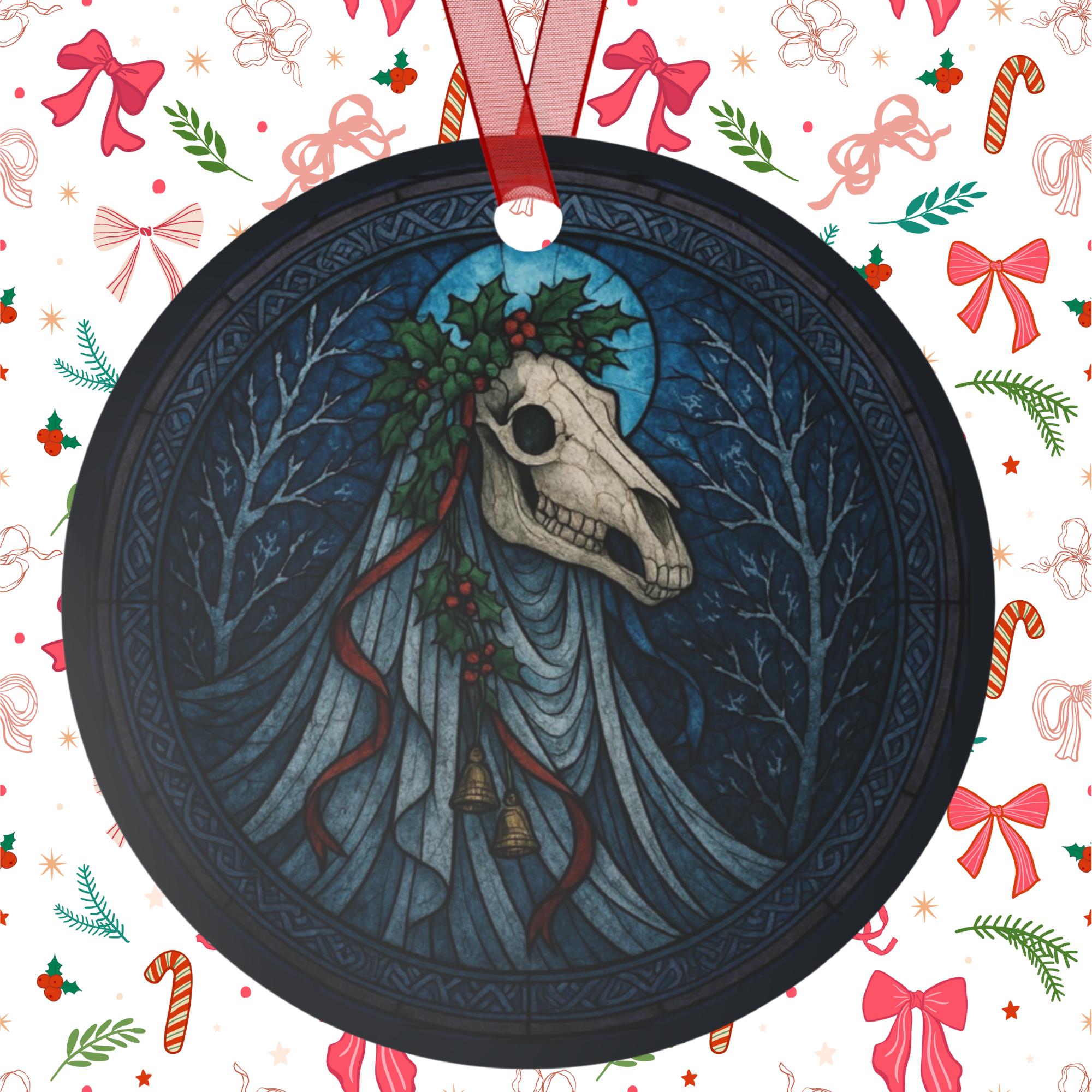 Mari Lwyd Stained Glass Design, Whimsigoth Pagan, Dark Folklore, Witchy ...