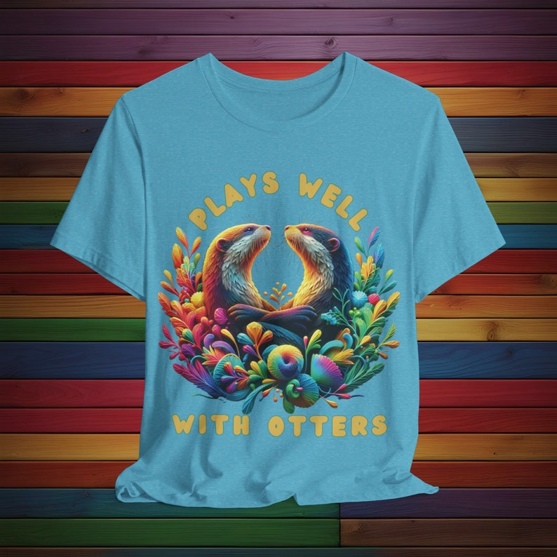 Otter Pride Gay Love T-shirt LGBTQ Rainbow Heart Tee Playful Otter Top ...