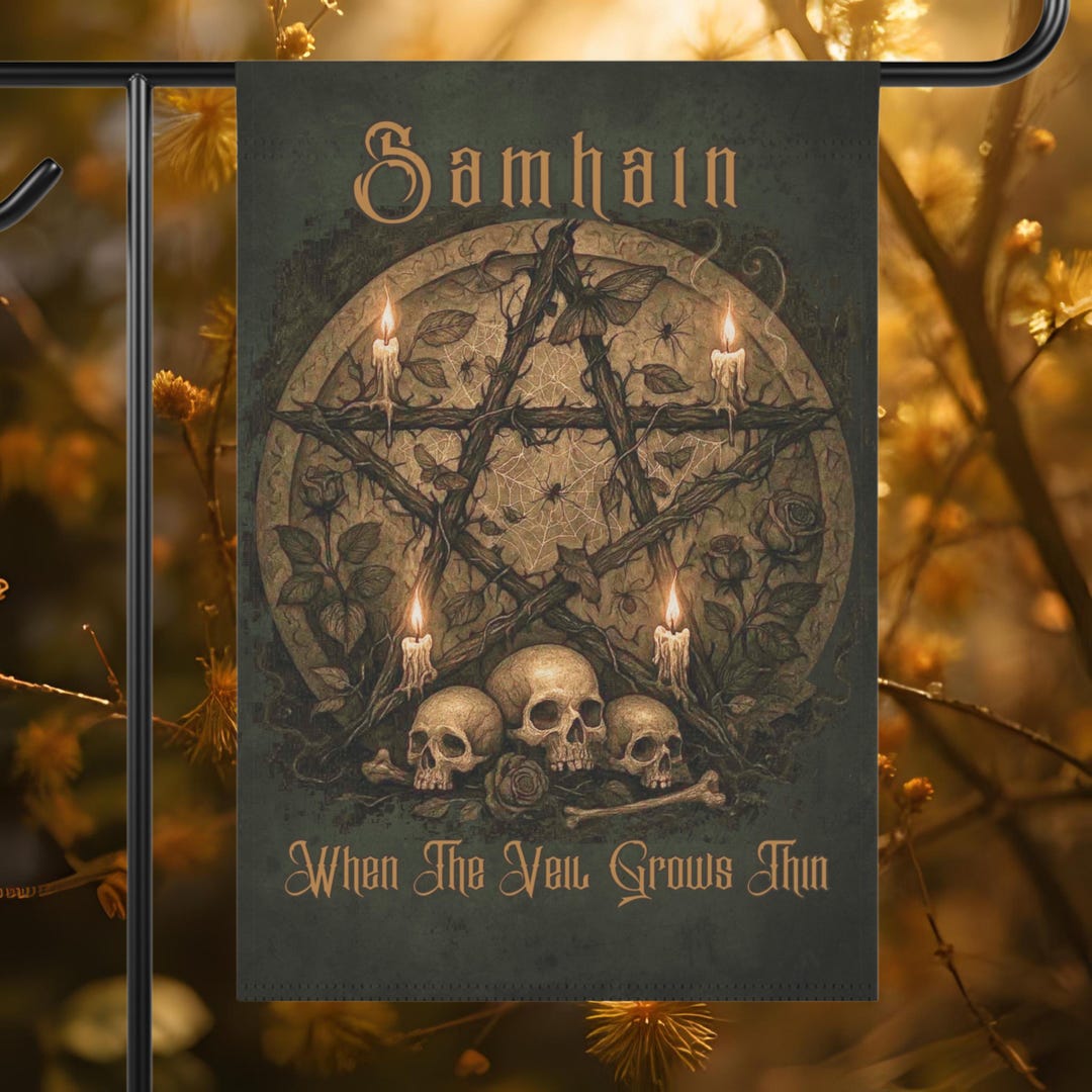 Samhain Garden Flag | Witchcore Wiccan Decor, Gothic Pentagram Yard ...