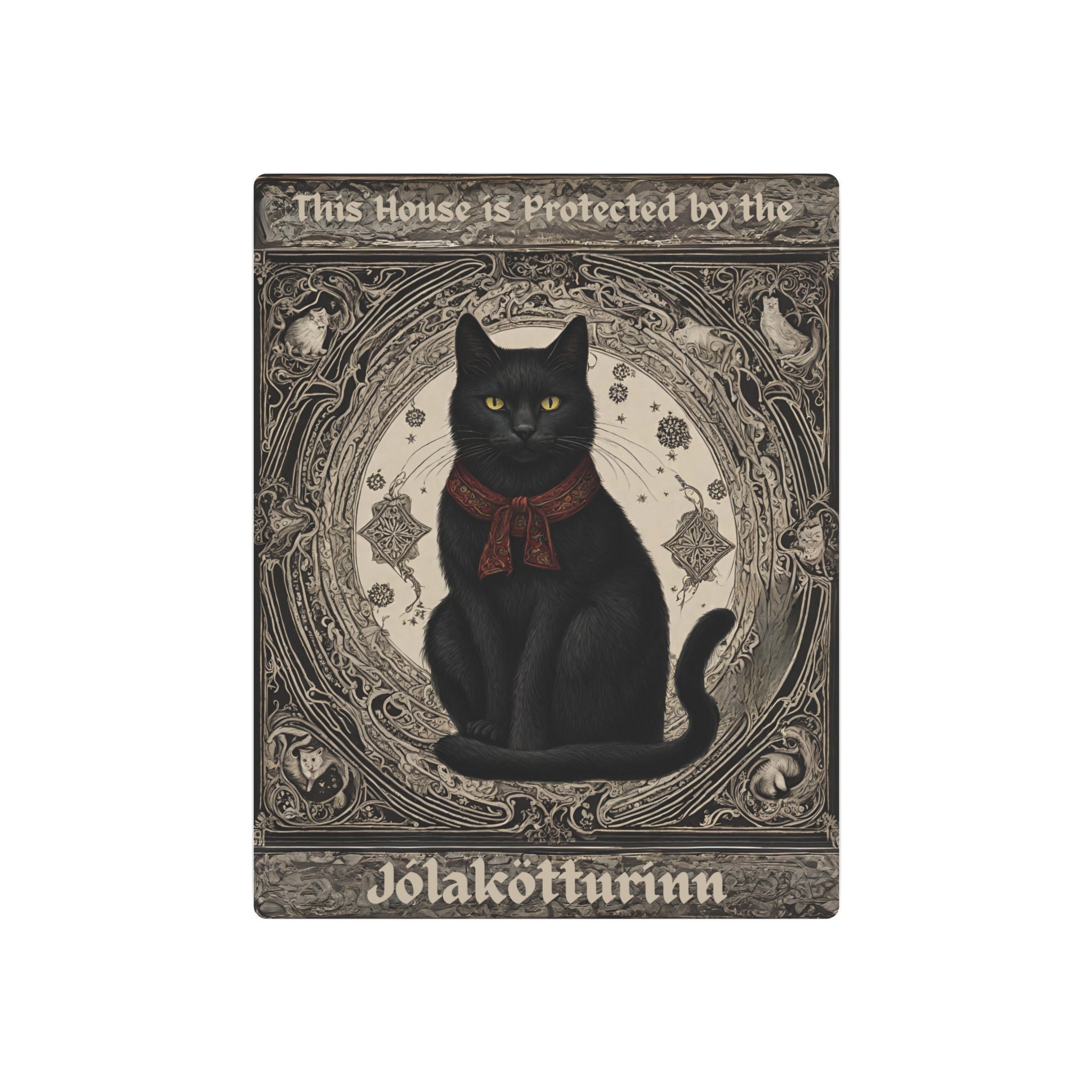 Yule Cat Sign, Black Cat Metal Sign, Cat Lover Gift Black Cat Lover ...