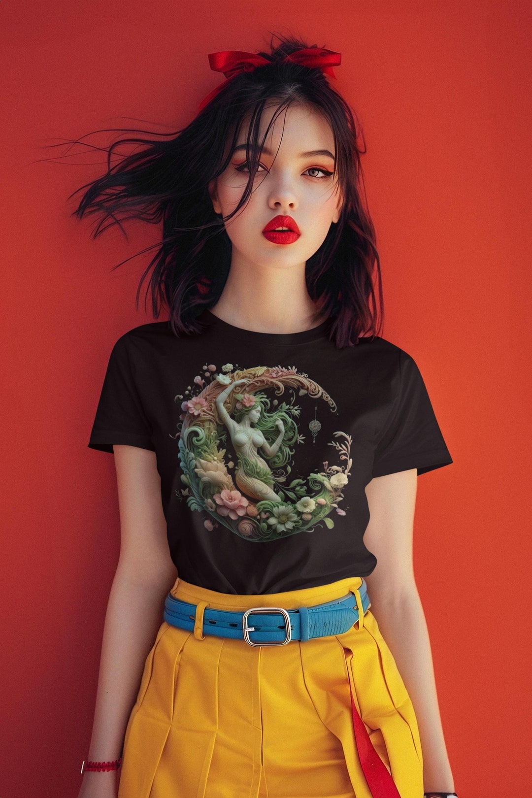 Goddess Diana T-shirt: Floral Moon Pagan Wicca Apparel - Etsy