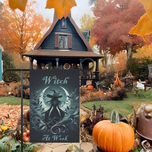 Whimsigoth "witch at Work" Garden Flag | Enchanted Garden Decor ...
