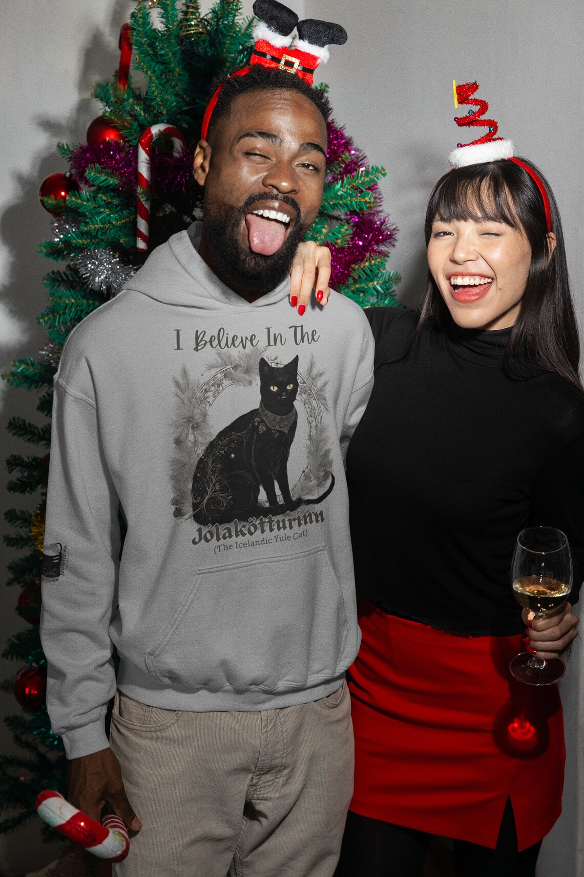 Yule Cat Christmas Hoodie: Norse Myth Black Cat Sweatshirt - Etsy
