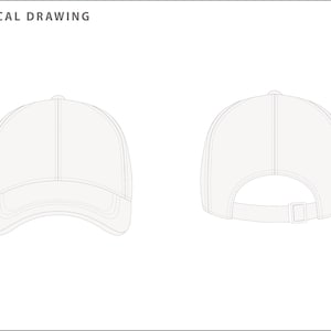 Baseball Cap Flat Technical Drawing / Vector Illustration / Fashion ...