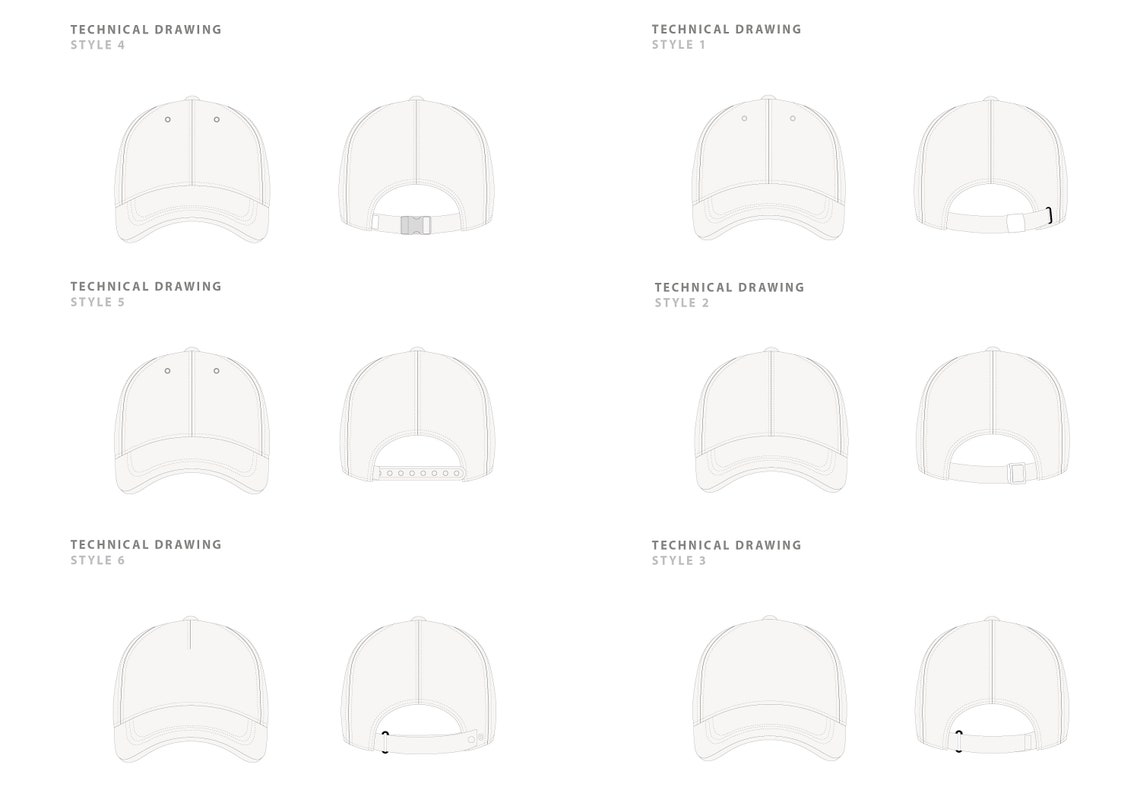 Baseball Cap Flat Technical Drawing / Vector Illustration / Fashion ...