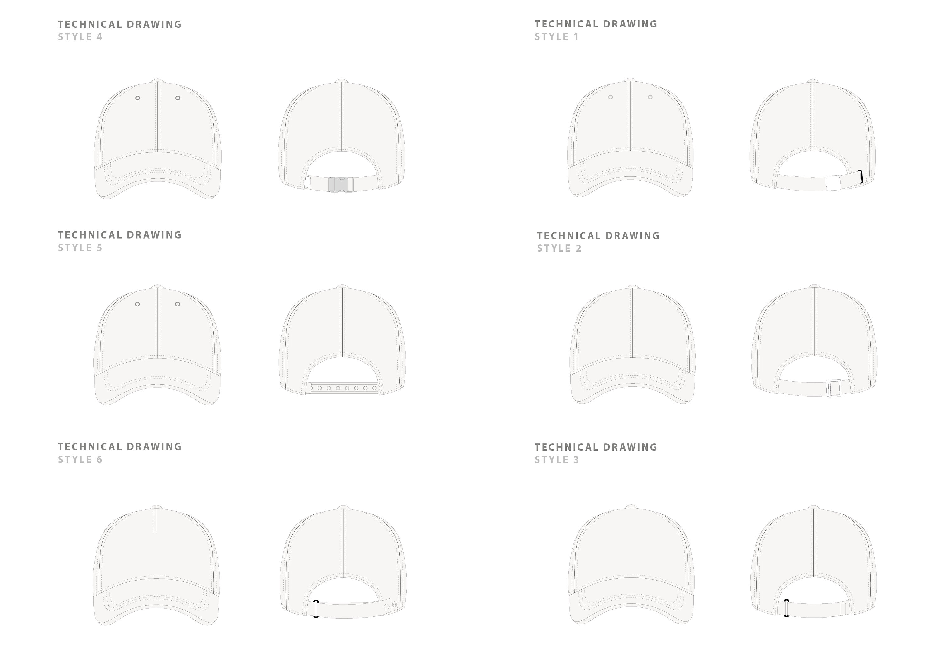 Baseball Cap Technical Drawing, Vector Flat Sketches (AI, EPS, PDF) - Etsy
