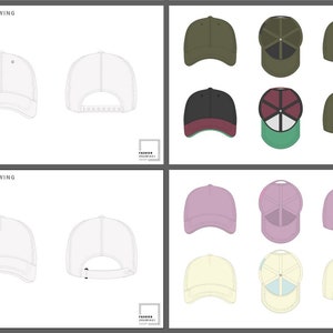Baseball Cap Technical Drawing, Vector Flat Sketches (AI, EPS, PDF) - Etsy