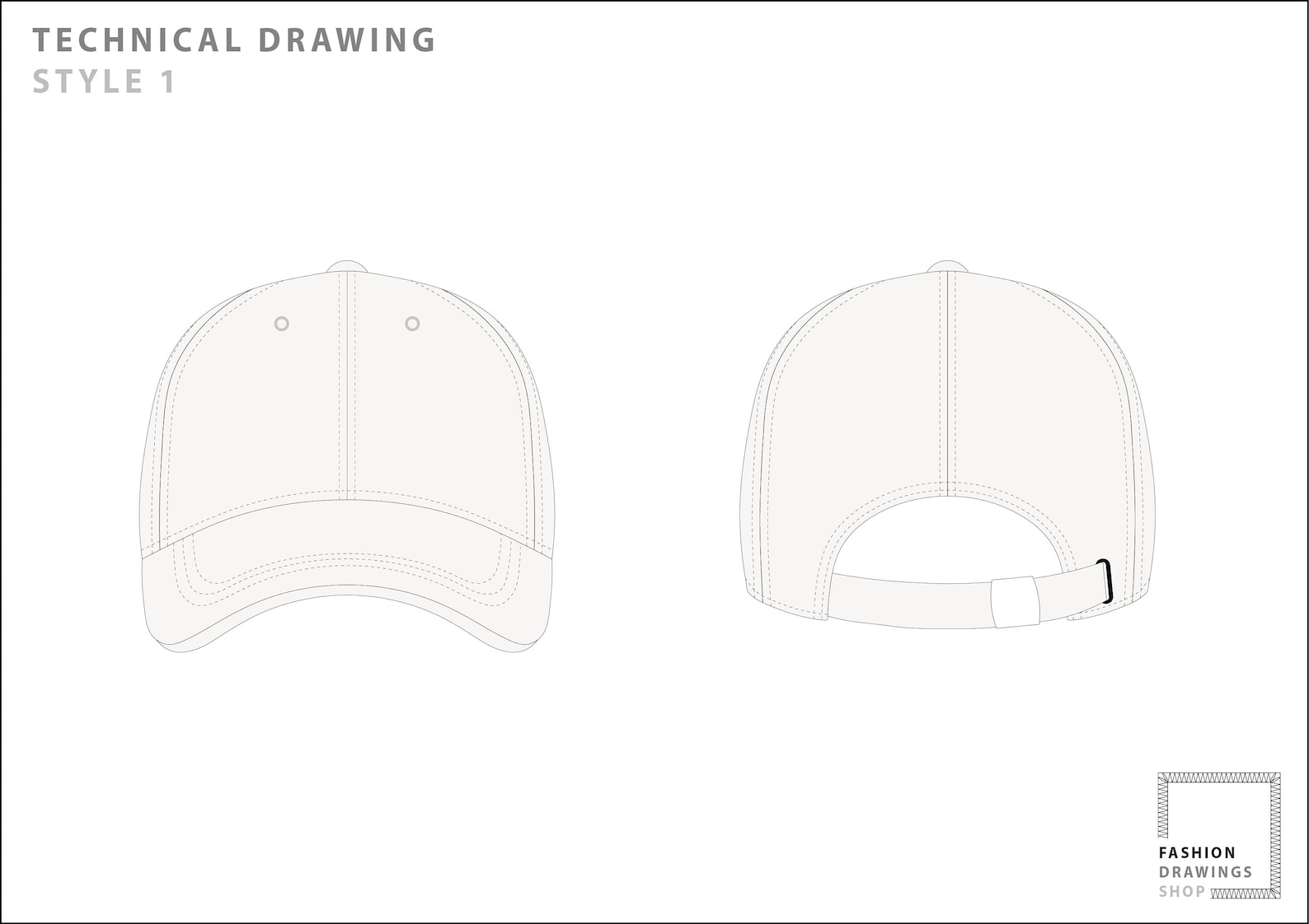 Baseball Cap Technical Drawing, Vector Flat Sketches (AI, EPS, PDF) - Etsy