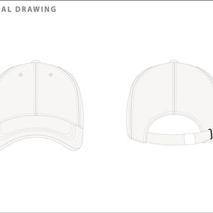 Baseball Cap Flat Technical Drawing / Vector Illustration / Fashion ...