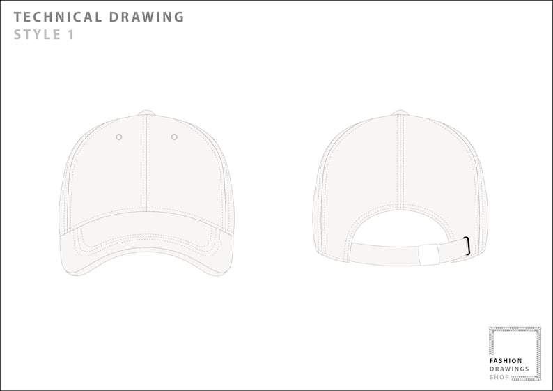 Baseball Cap Technical Drawing, Vector Flat Sketches (AI, EPS, PDF) - Etsy