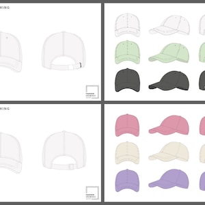 Baseball Cap Flat Technical Drawing / Vector Illustration / Fashion ...