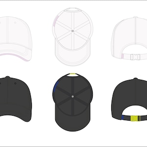 Baseball Cap Flat Technical Drawing / Vector Illustration / Fashion ...