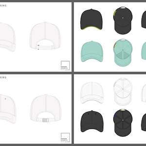 Baseball Cap Flat Technical Drawing / Vector Illustration / Fashion ...