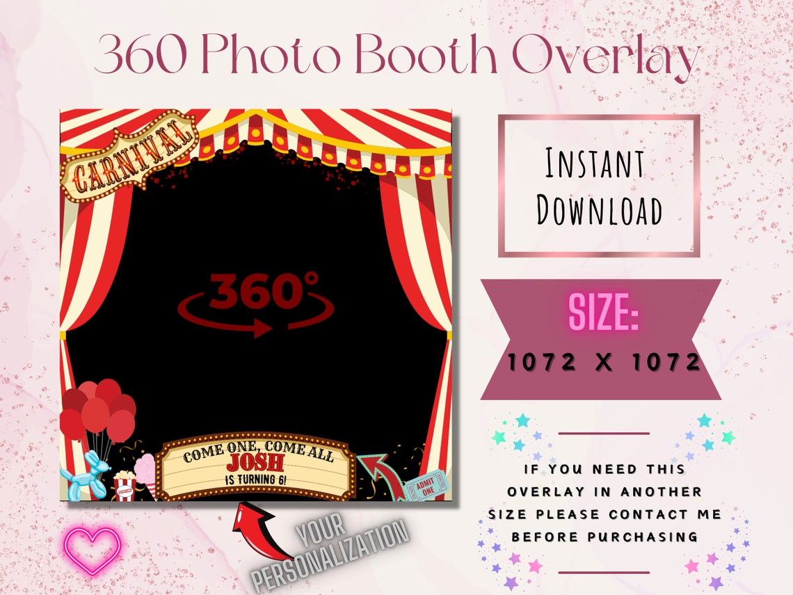 360 Photo Booth Overlay, Carnival Overlay, Birthday Overlay, Party ...