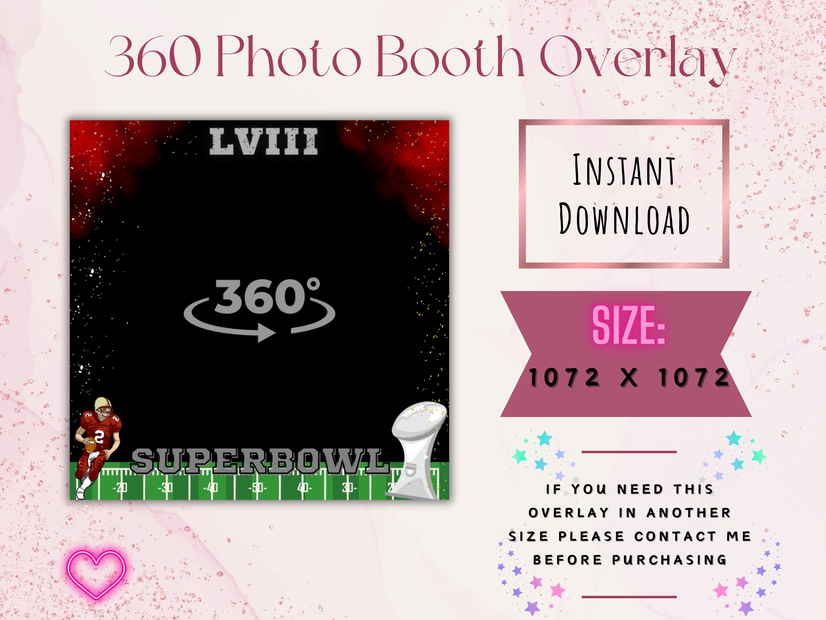 360 Photo Booth Overlay, Super Bowl 2024 Overlay, Football Overlay ...