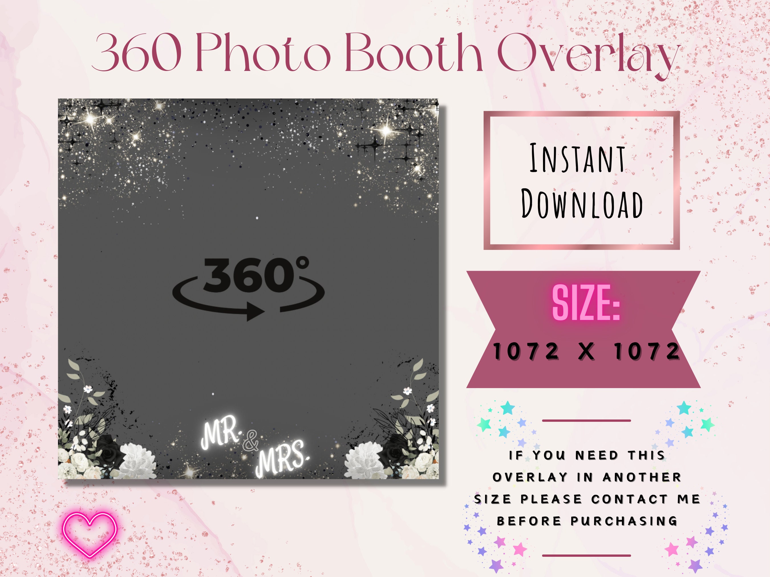 360 Photo Booth Overlay, Black/white,wedding Overlay, Black and White ...