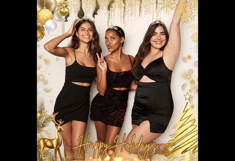 360 Photo Booth Overlay Bundle Pack, Happy Holidays Gold Sparkle 360 ...