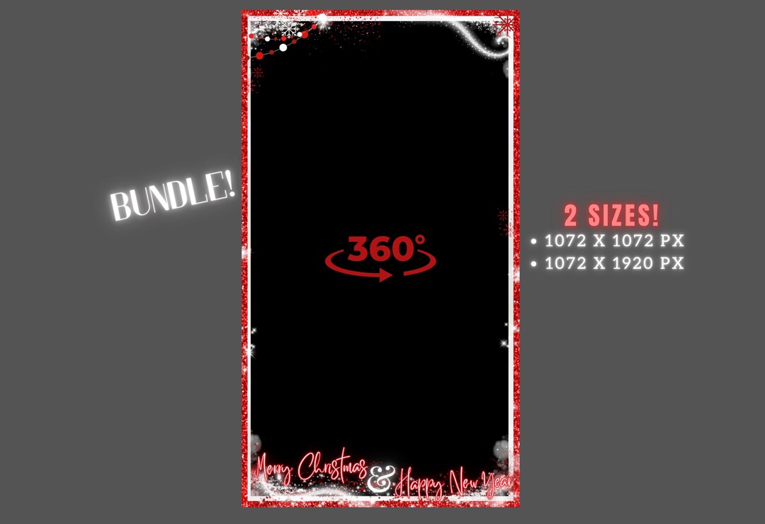 360 Photo Booth Overlay Bundle Pack, Christmas and New Years Red ...