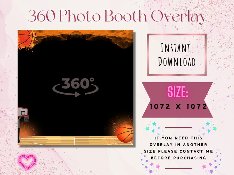 Basketball 360 Photo Booth Overlay, Basketball Template for Video Booth ...