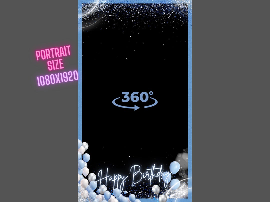 360 Photo Booth Overlay, 360 Birthday Overlay, Light Blue Silver ...