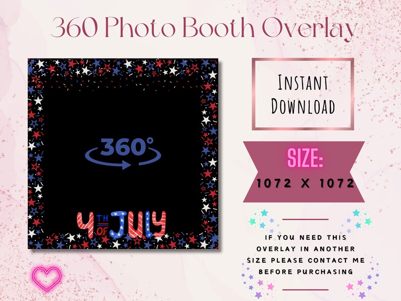 360 Photo Booth Overlay, July 4th Stars Overlay, Independence Day ...