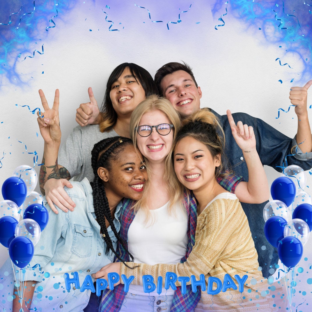 360 Photo Booth Blue Birthday Party, Happy Birthday Overlay, Boys ...