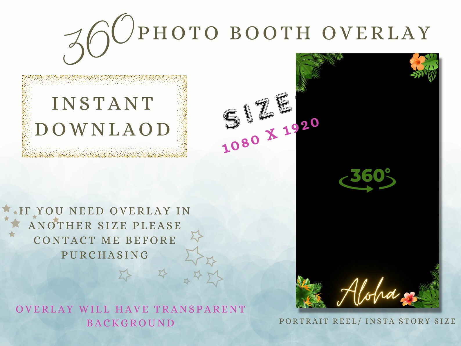 Hawaiian 360 Photo Booth Overlay, Hawaiian Overlay, Luau Overlay ...
