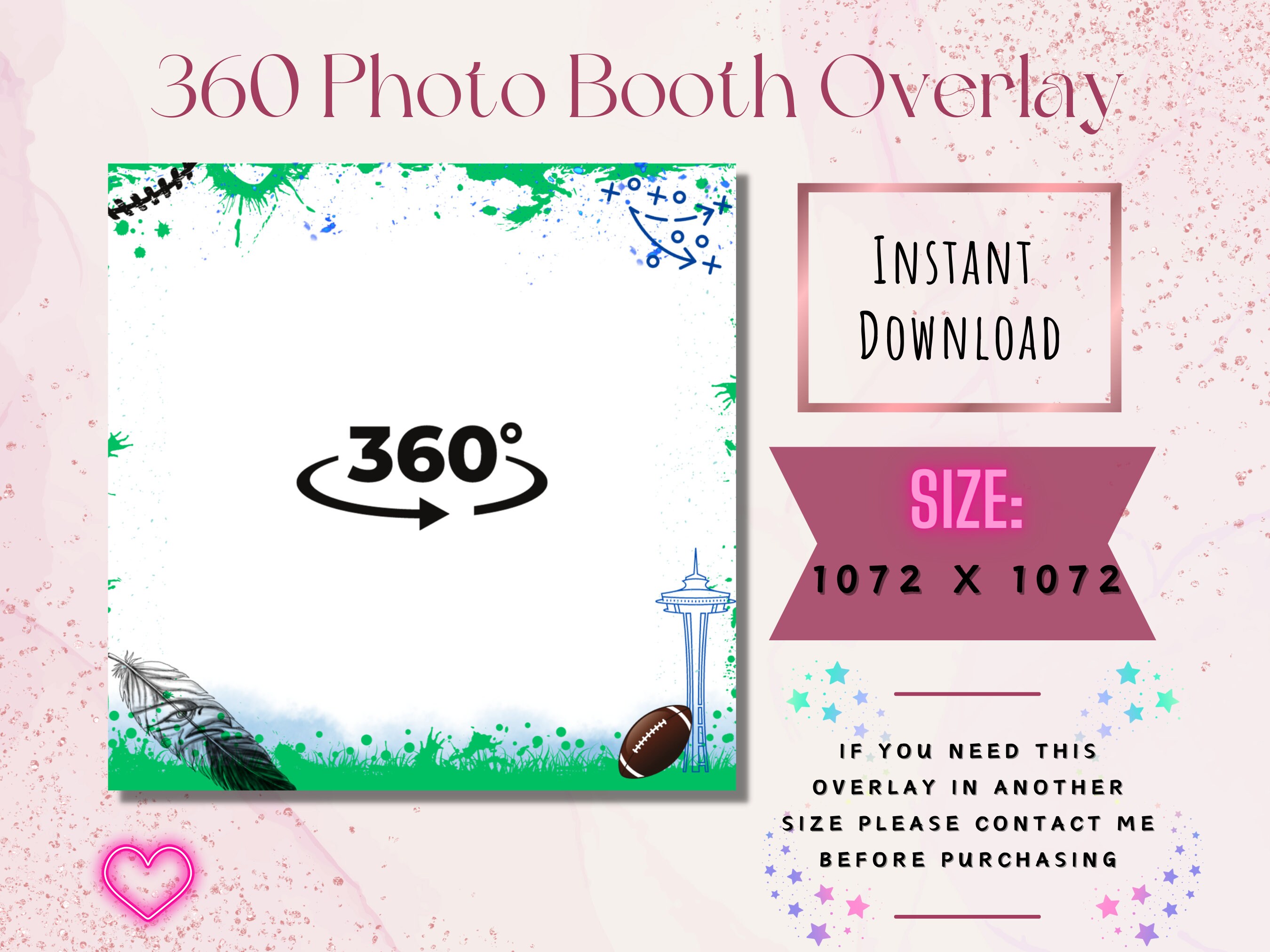 Seattle Seahawks 360 Photo Booth Overlay, Video Booth Overlay, Football ...