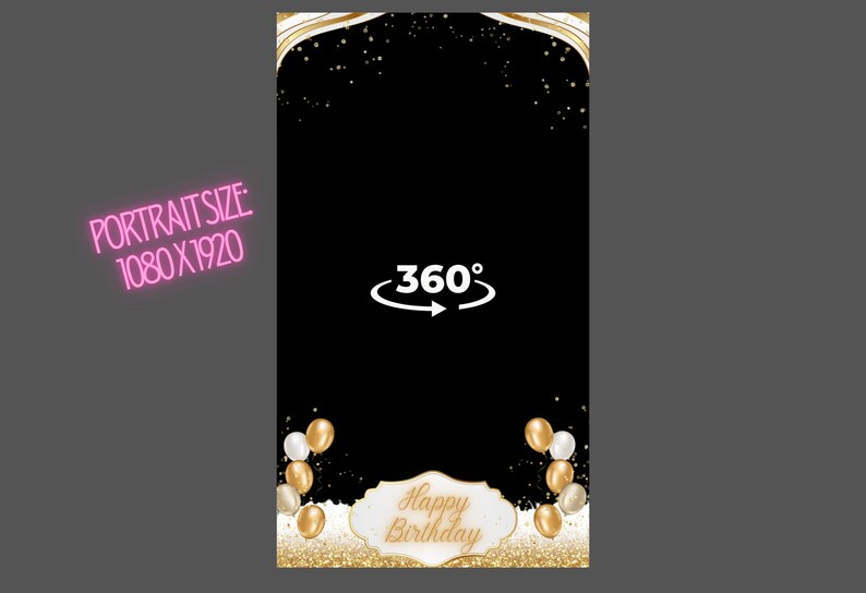 360 Photo Booth Overlay, Birthday Overlay, White and Gold Sparkle ...