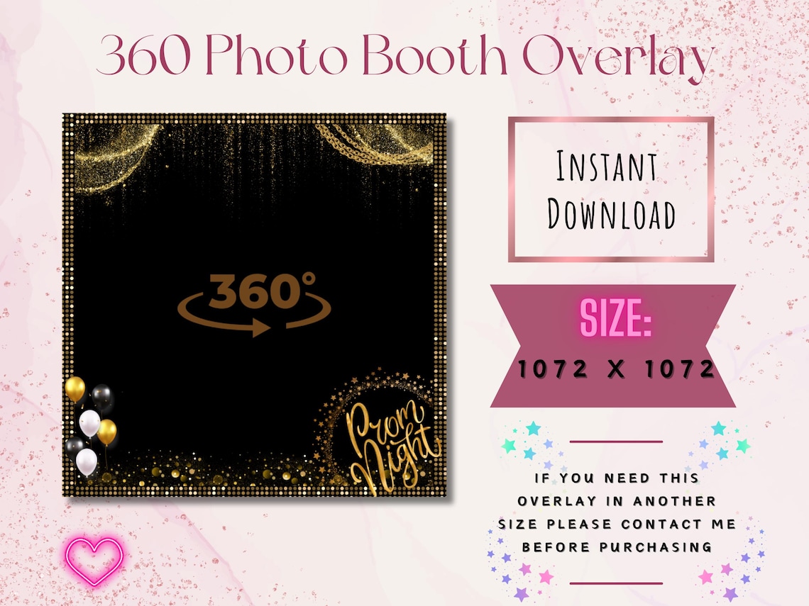 360 Photo Booth Overlay, Prom Overlay, Gold Prom 360 Overlay, Video ...