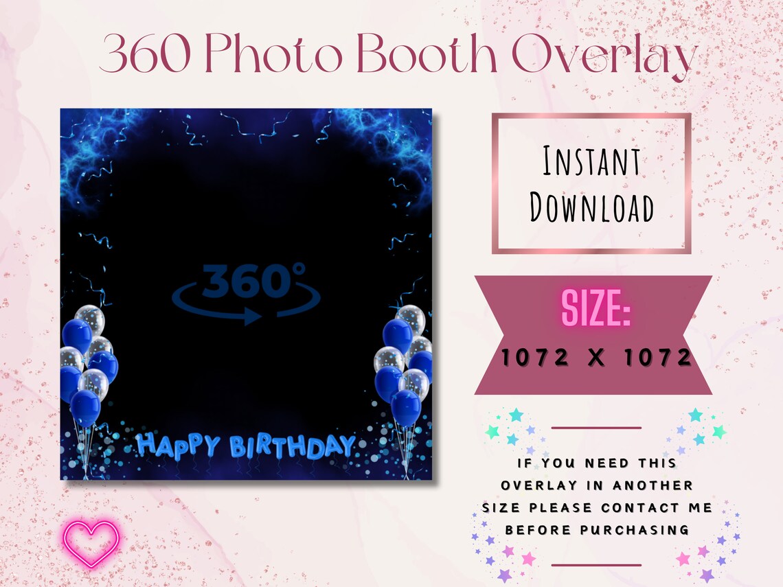 360 Photo Booth Blue Birthday Party, Happy Birthday Overlay, Boys Birthday Overlay, Video Booth ...