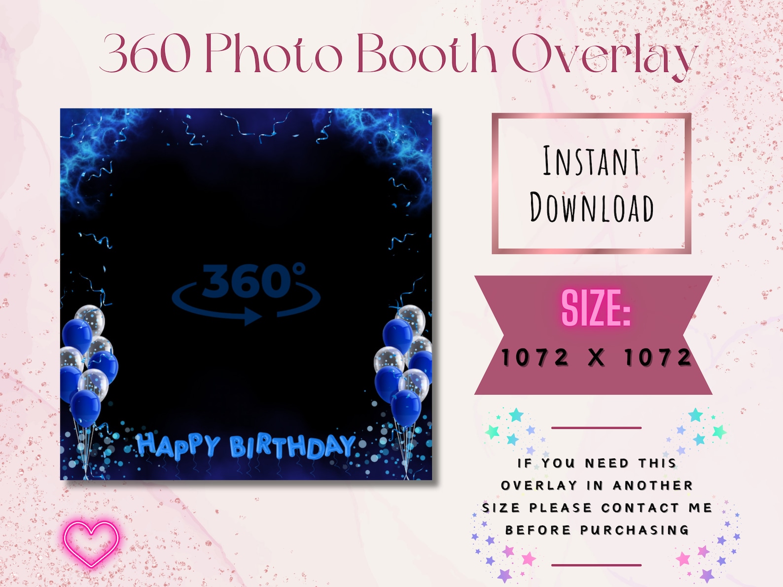 360 Photo Booth Blue Birthday Party, Happy Birthday Overlay, Boys ...