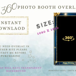 360 Photo Booth Overlay, 360 Birthday Overlay, Gold Birthday Photo ...