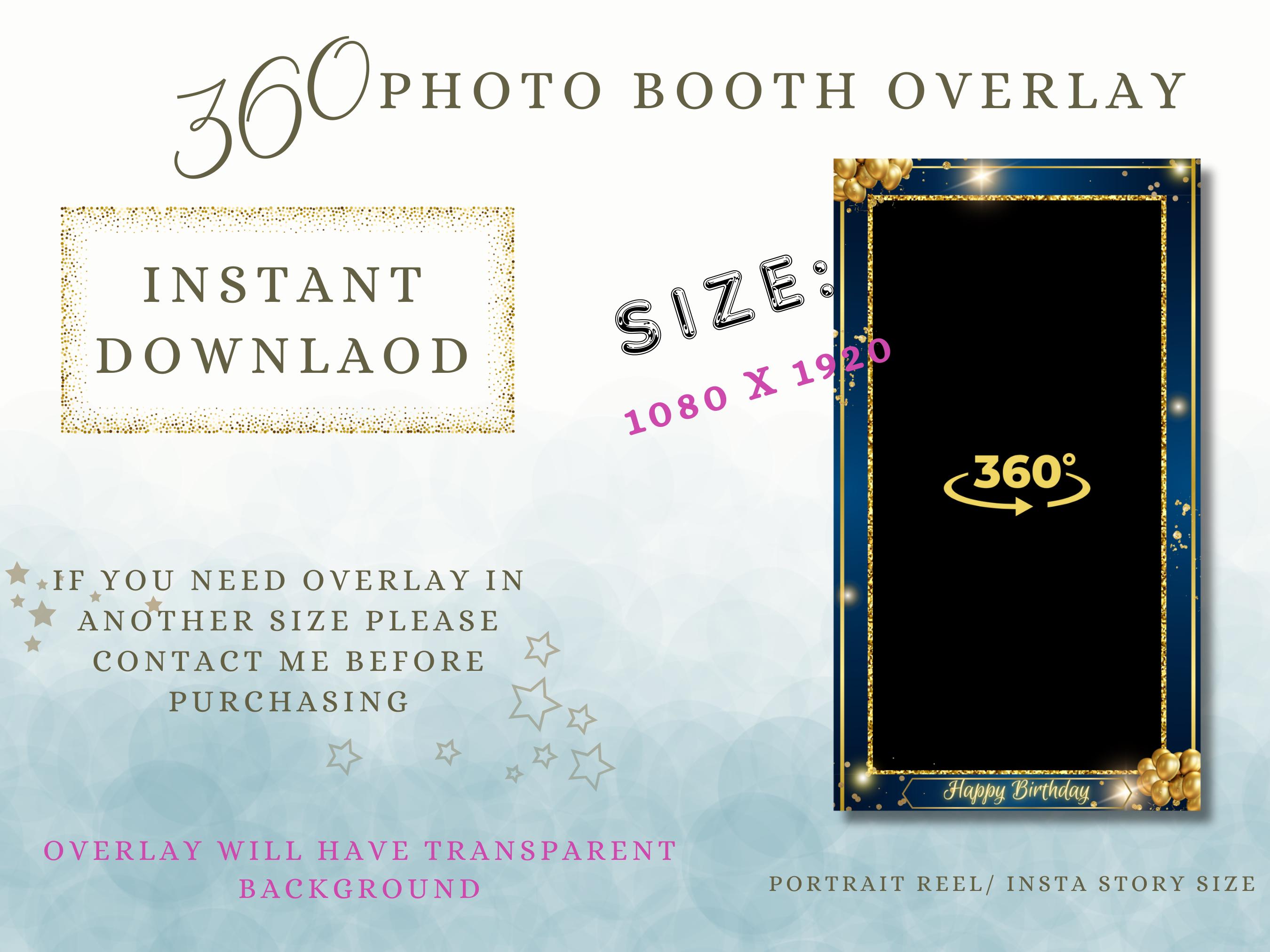 360 Photo Booth Overlay, 360 Birthday Overlay, Gold Birthday Photo ...