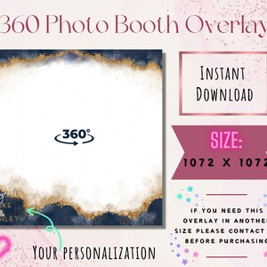 Blue & Gold 360 Photo Booth Overlay, Wedding Overlay, 360 Video Booth ...