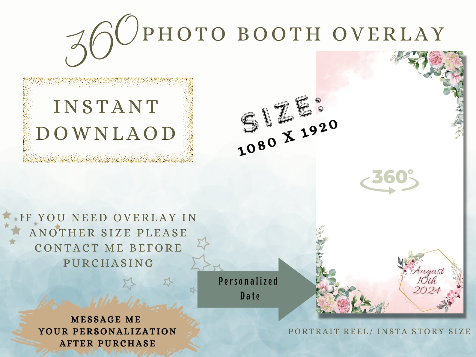 360 Photo Booth Overlay, Portrait Overlays, Wedding Overlay, 360 ...