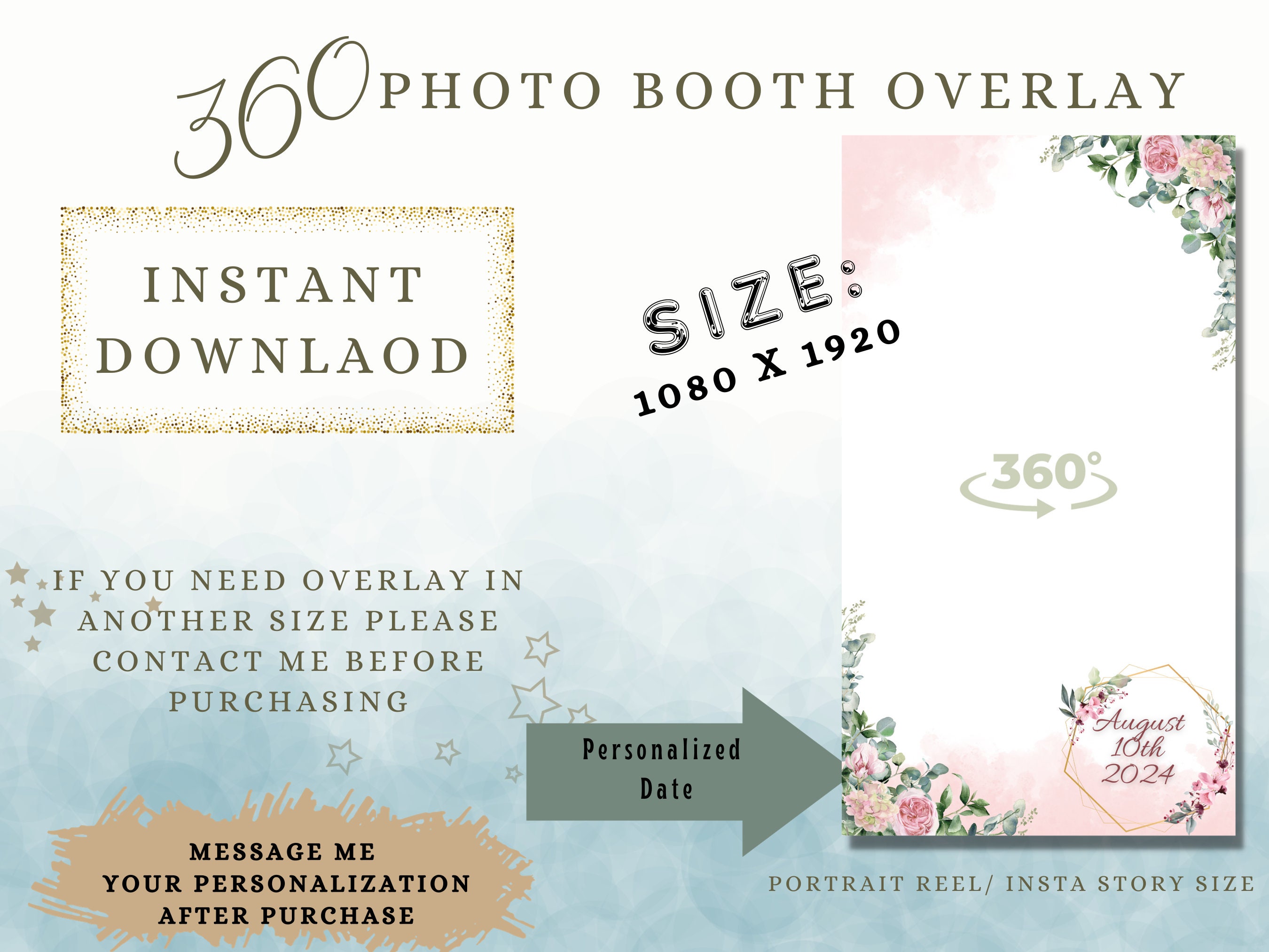 360 Photo Booth Overlay, Portrait Overlays, Wedding Overlay, 360 ...