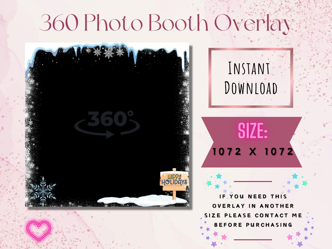 360 Photo Booth Holiday Overlay, 360 Snow Overlay, Christmas 360 ...