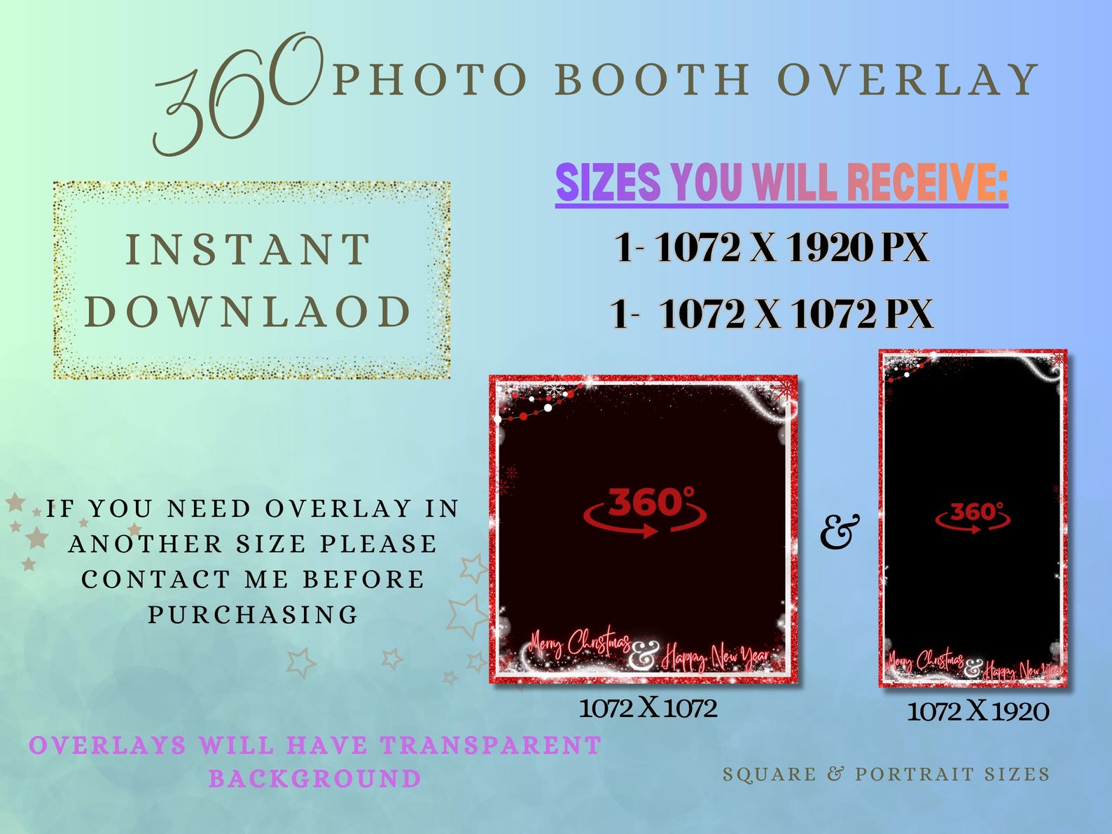 360 Photo Booth Overlay Bundle Pack, Christmas and New Years Red ...
